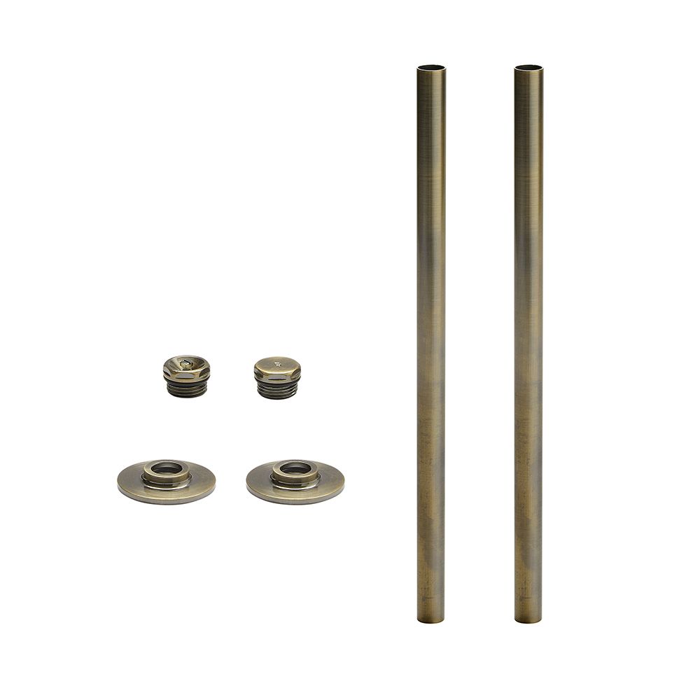 Milano - Traditional Brushed Brass Radiator Trim Kit - Pipe Connectors ...