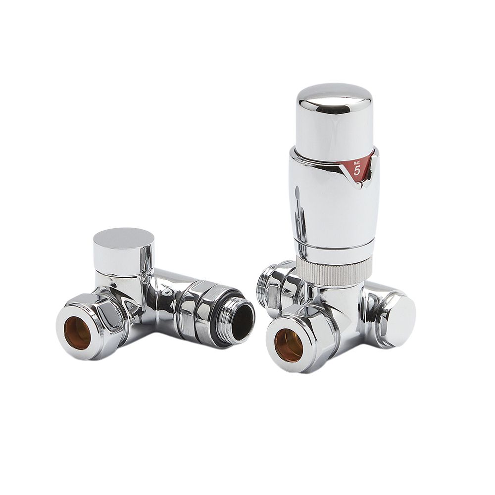 Milano - Chrome Thermostatic Dual Fuel Corner Radiator Valves