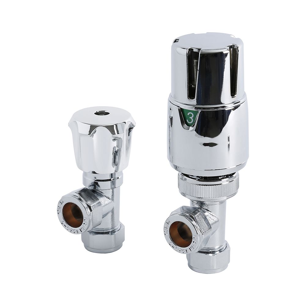 Milano - Modern Chrome Angled Thermostatic Radiator Valves