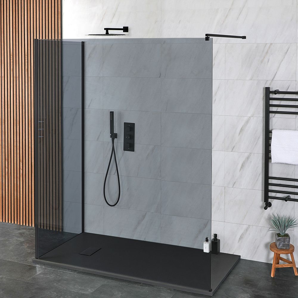 Milano Nero-Luna - Smoked Glass 2 Sided Walk-In Shower Enclosure with ...
