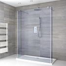 Milano Portland-Luna - Smoked Glass Open Walk-Through Chrome Shower Enclosure with Tray - Choice ...