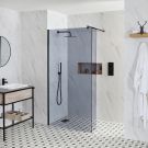 Milano Nero-Luna - Smoked Glass Wet Room Shower Enclosure with Hinged Return Panel - Choice of ...