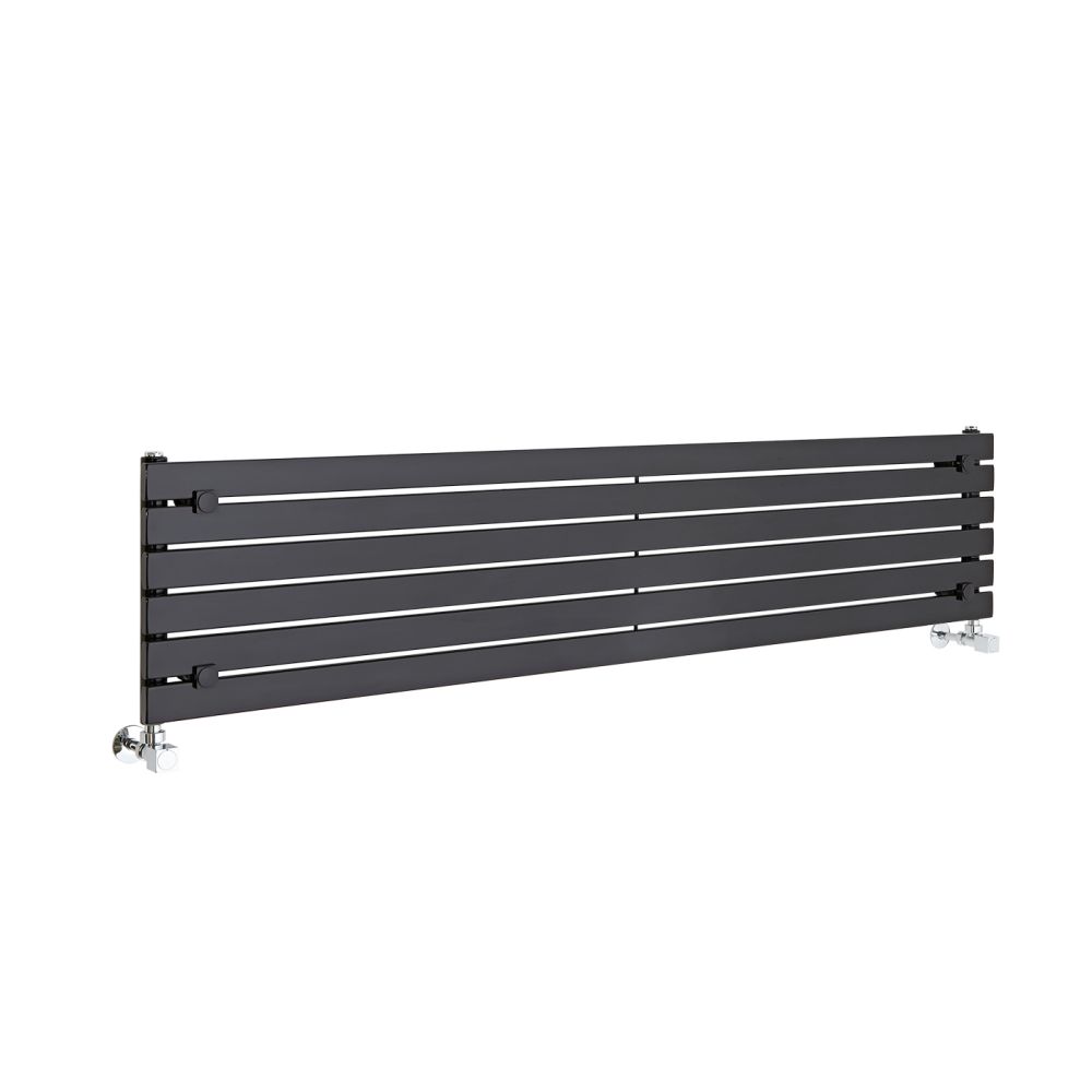 Milano Capri - Black Flat Panel Horizontal Designer Radiator - 354mm x ...