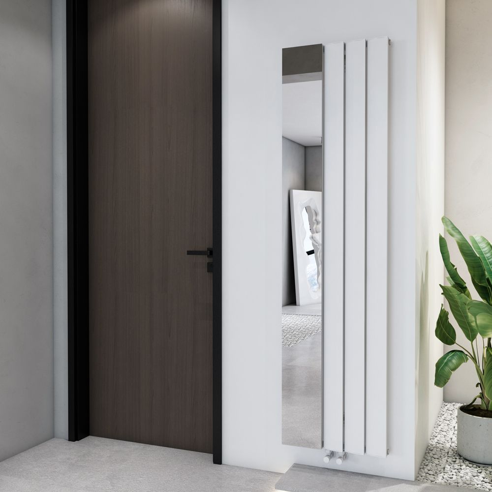 Milano Aris - Aluminium 1800mm Vertical Designer Radiator with Mirror ...