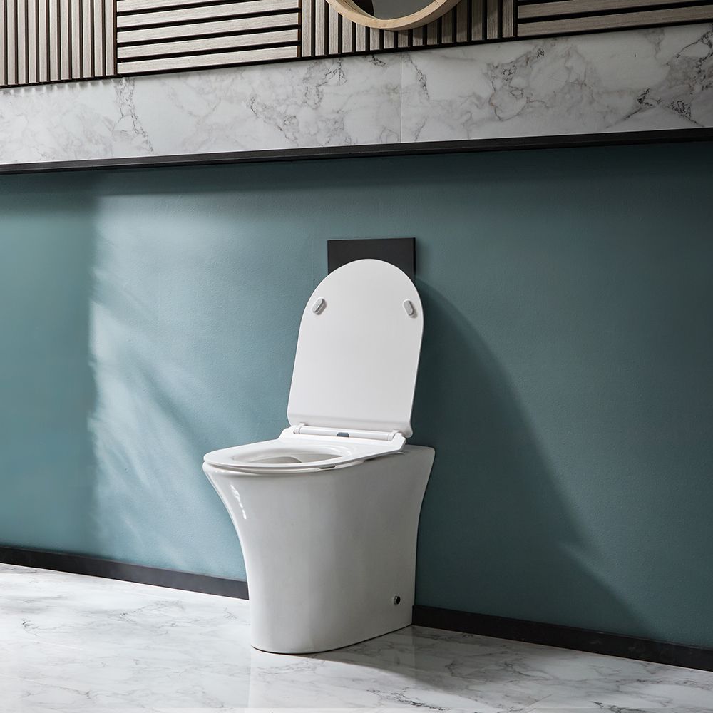 Milano Marbury - White Modern Back To Wall Toilet with Soft Close Seat