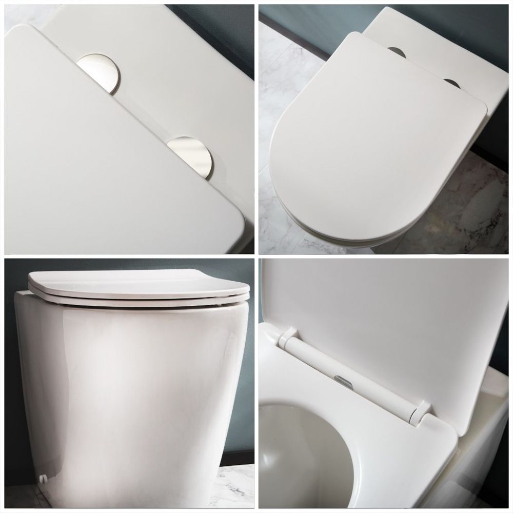Milano Brunswick - White Modern Back To Wall Toilet with Soft Close Seat