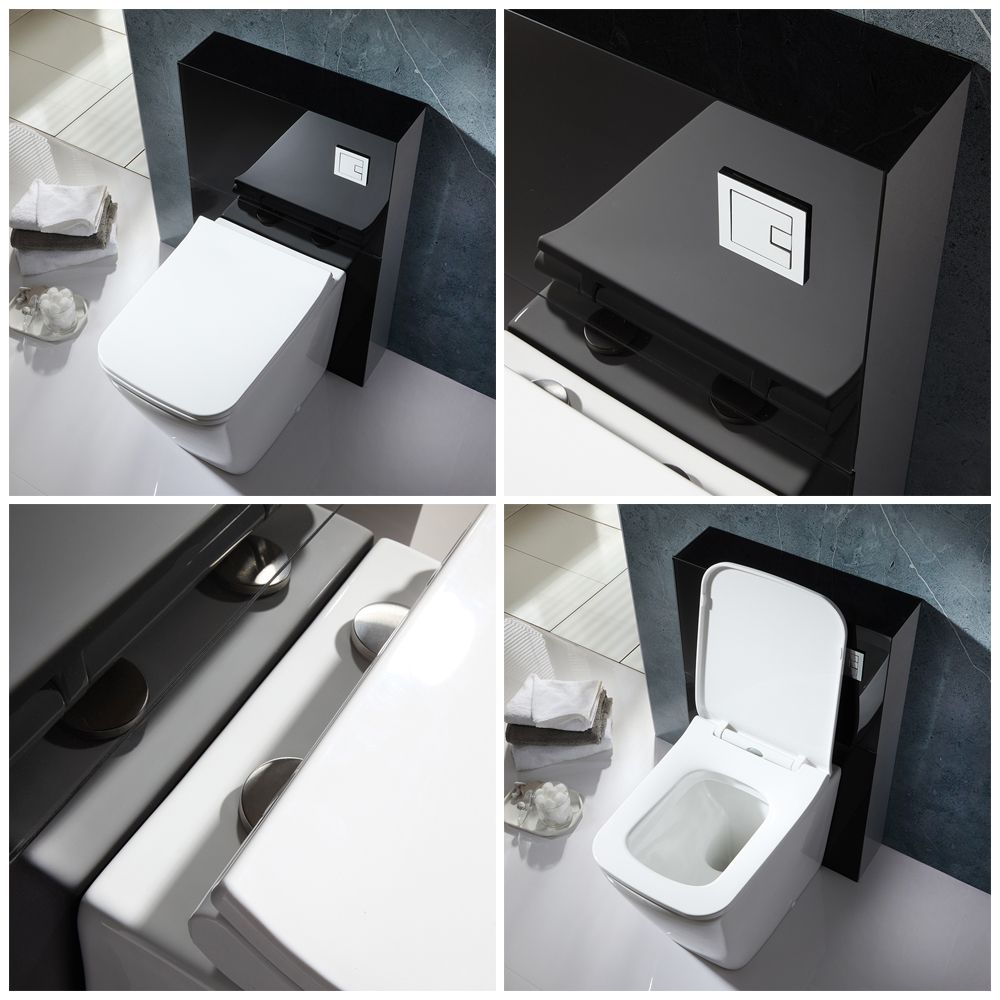 Milano Arca - Black 500mm Back to Wall Complete WC Unit with Back to ...