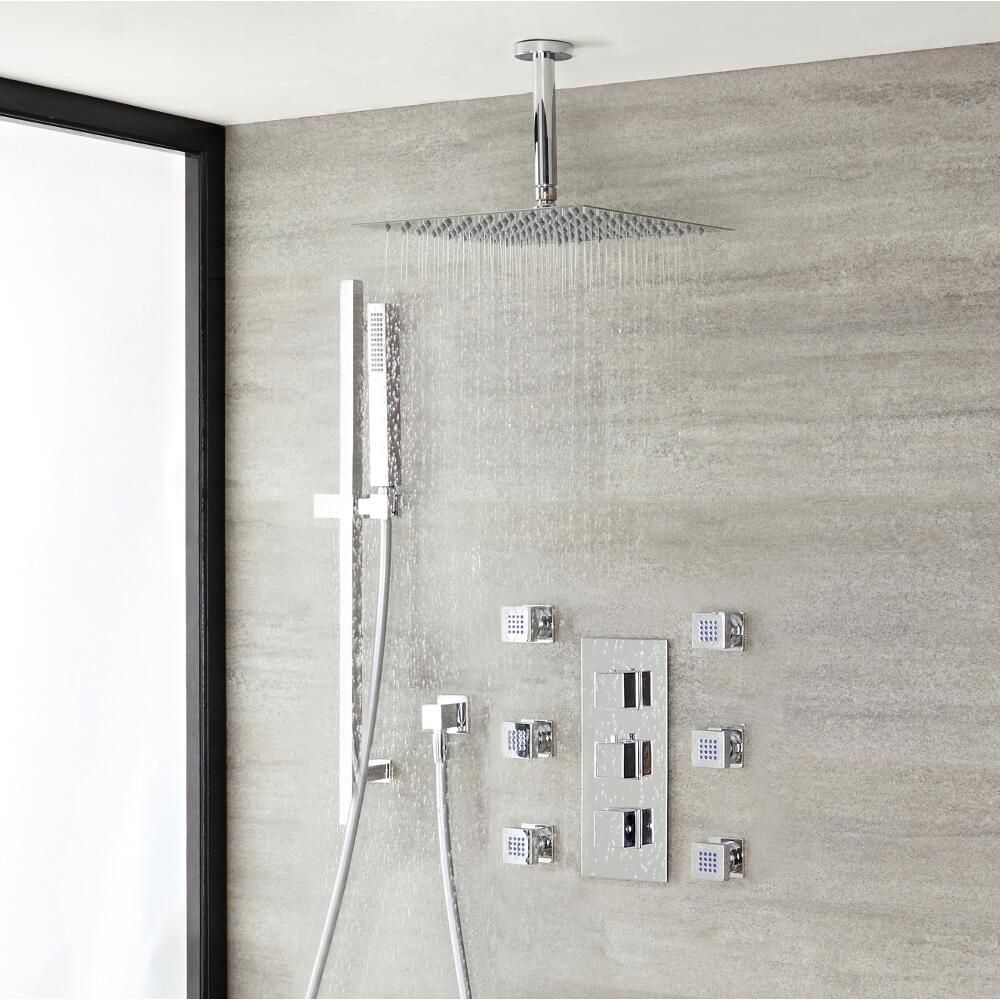 Milano Arvo - Chrome Thermostatic Shower with Diverter, Shower Head ...