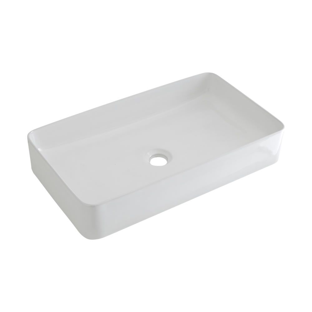 Milano Rivington - White Modern Rectangular Countertop Basin with Wall ...