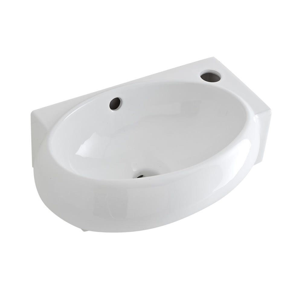 Milano Irwell - White Modern Round Wall Hung Corner Basin with Mono ...