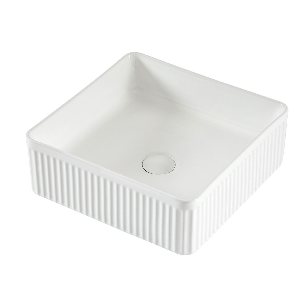 Milano Florence - White Fluted Square Countertop Basin - 380mm (No Tap ...