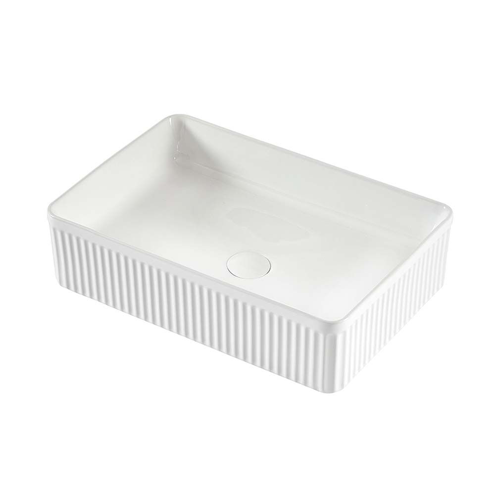 Milano Florence - White Fluted Rectangular Countertop Basin - 500mm x ...