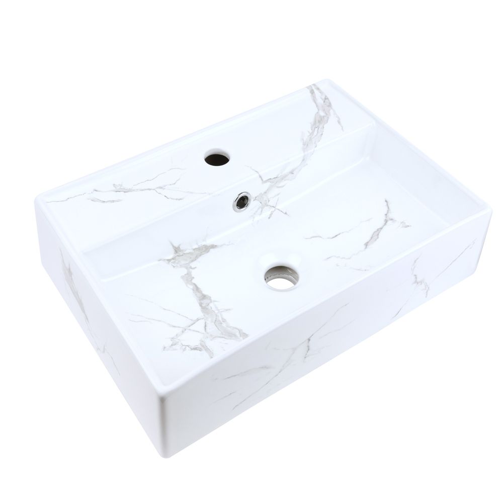 Milano Elswick - Marble Effect Rectangular Wall Hung Basin - 500mm x ...