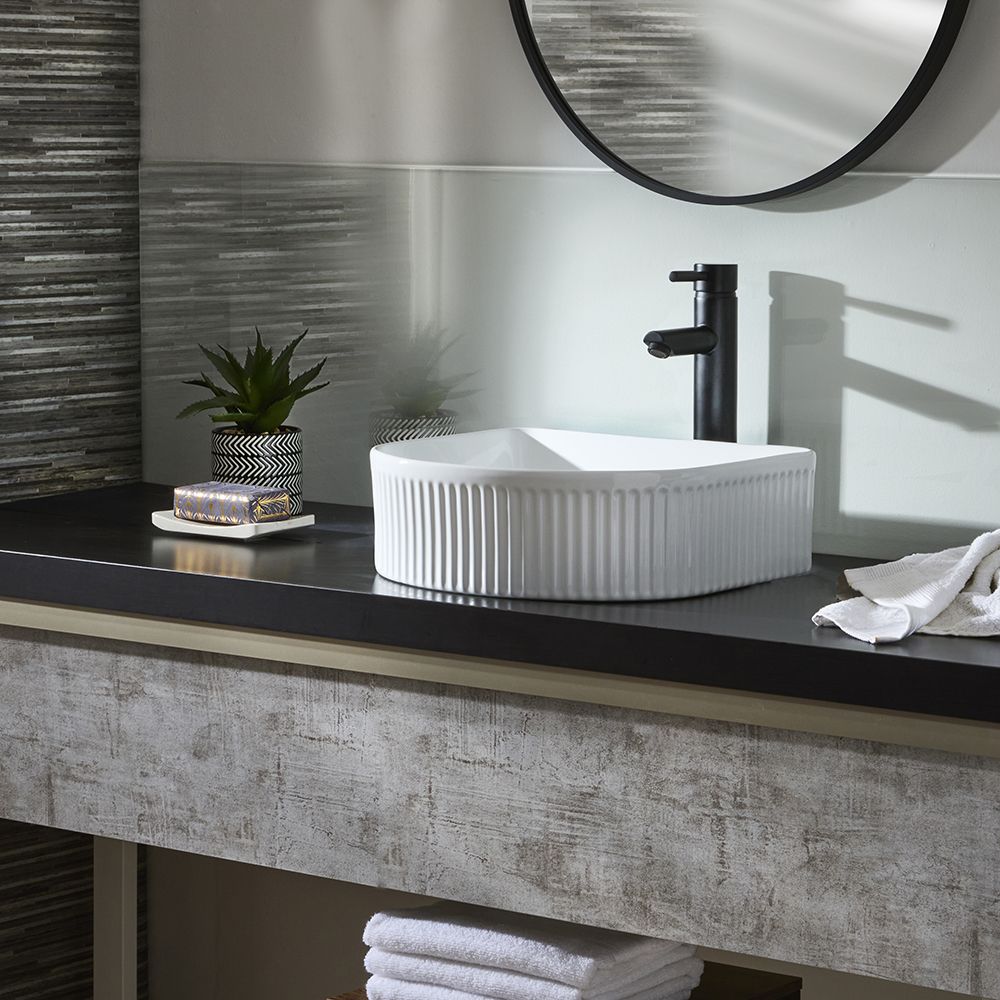Milano Florence - White Fluted Countertop Basin - 400mm x 350mm (No Tap ...