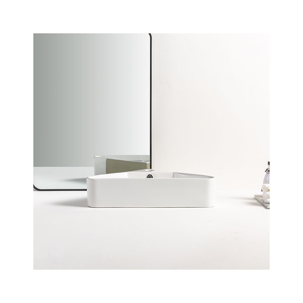Milano Brixton - White Modern Triangular Countertop Basin - 560mm x ...