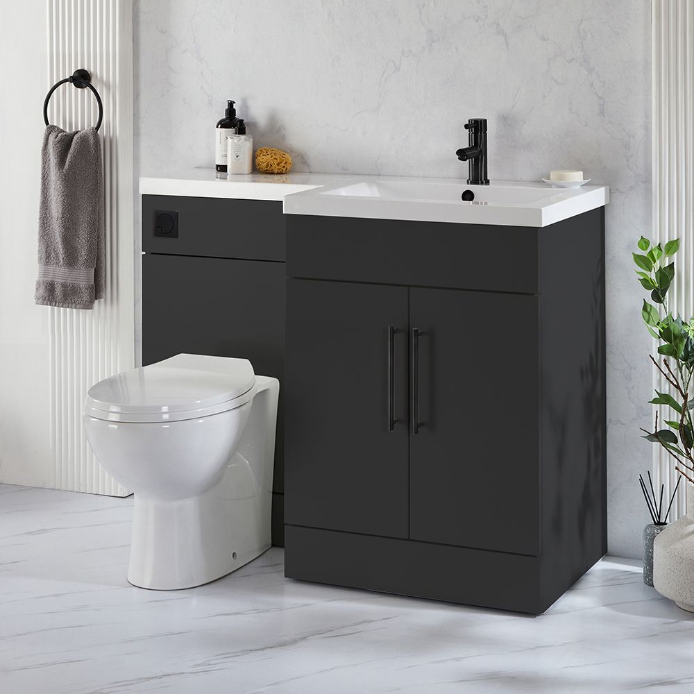 Milano Lurus - 1105mm Modern Vanity and WC Combination Unit with Select ...