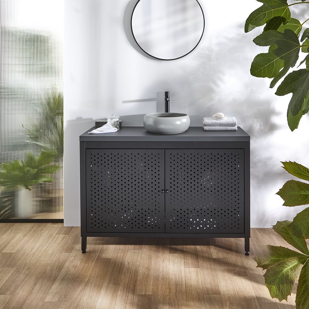 Milano Beswick - Black Metal 1200mm Vanity Unit with Elements Basin ...