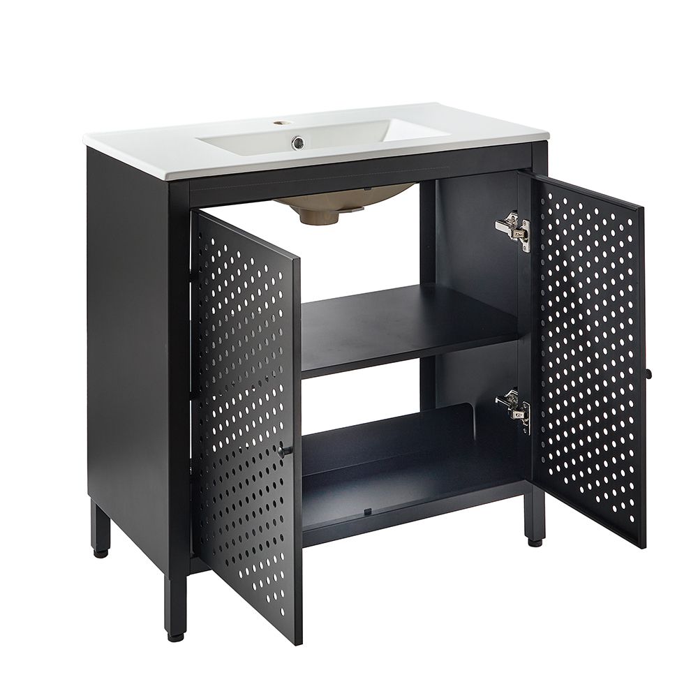 Milano Beswick - Black Metal Vanity Unit with Basin - Choice of Size