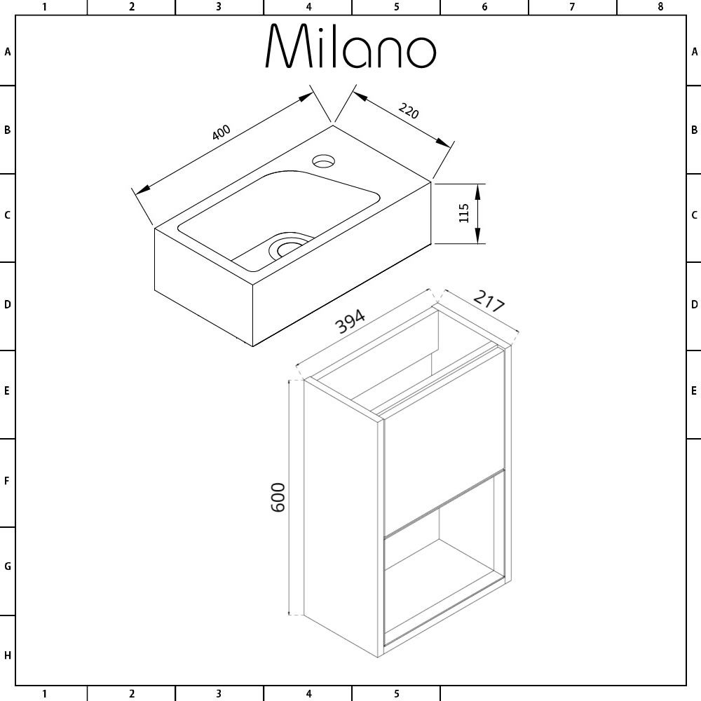 Milano Bexley - Light Oak 400mm Vanity Unit with Basin, WC Unit ...