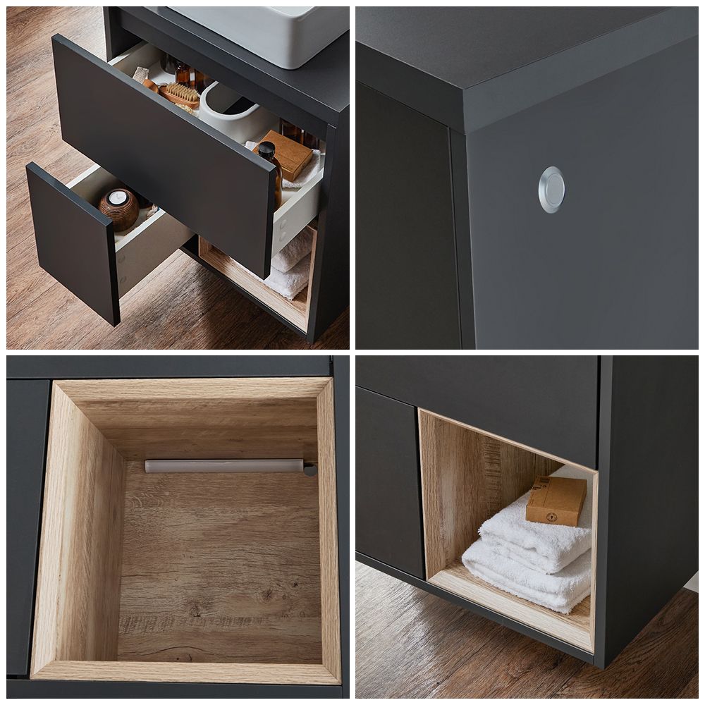 Milano Bexley - 600mm Wall Hung Open Shelf Vanity Unit - Choice of ...