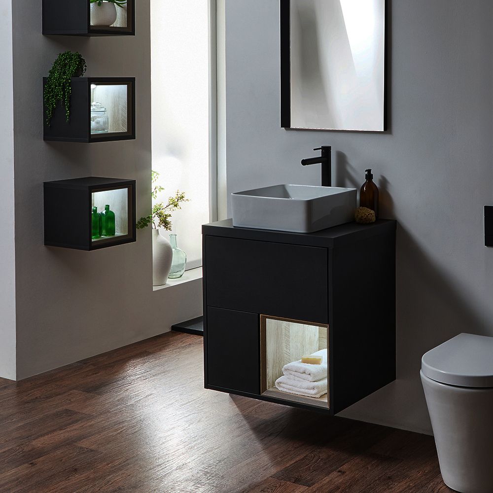 Milano Bexley - 600mm Wall Hung Open Shelf Vanity Unit - Choice of ...