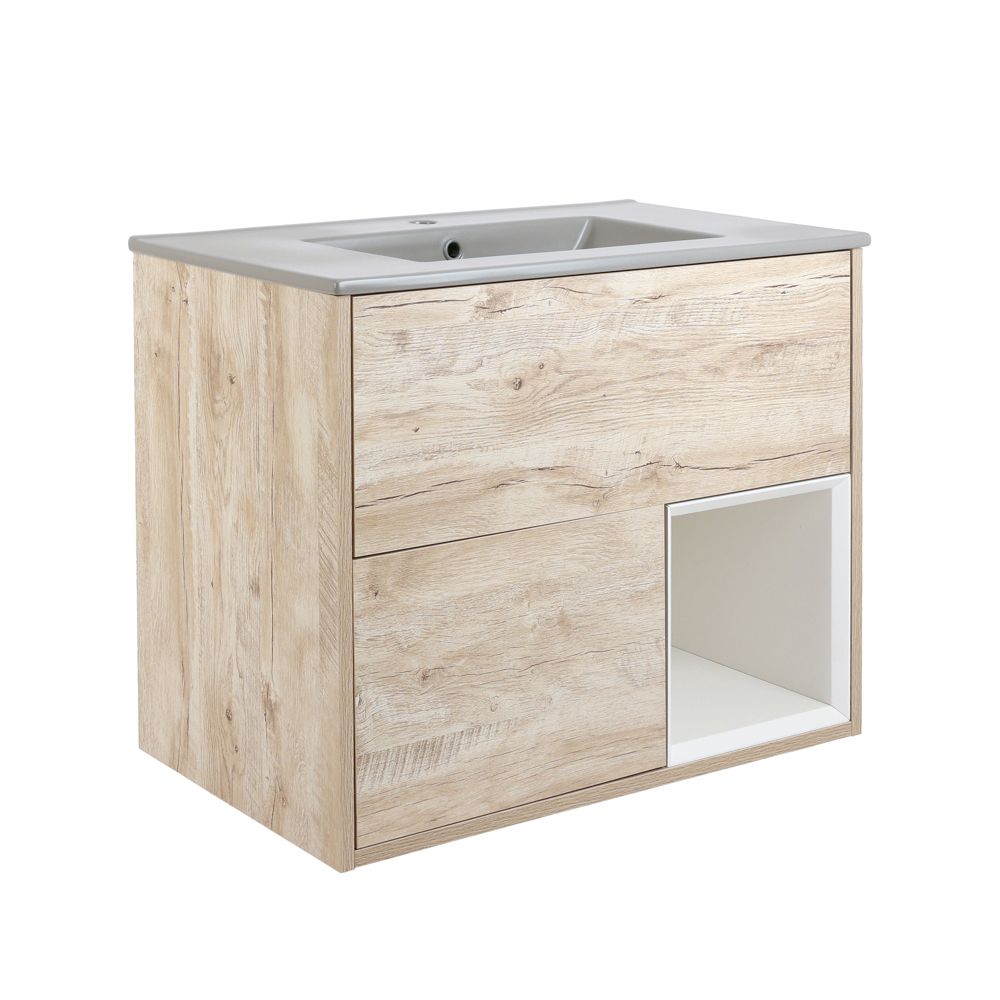 Milano Bexley - 812mm Wall Hung Open Shelf Vanity Unit with Elements ...