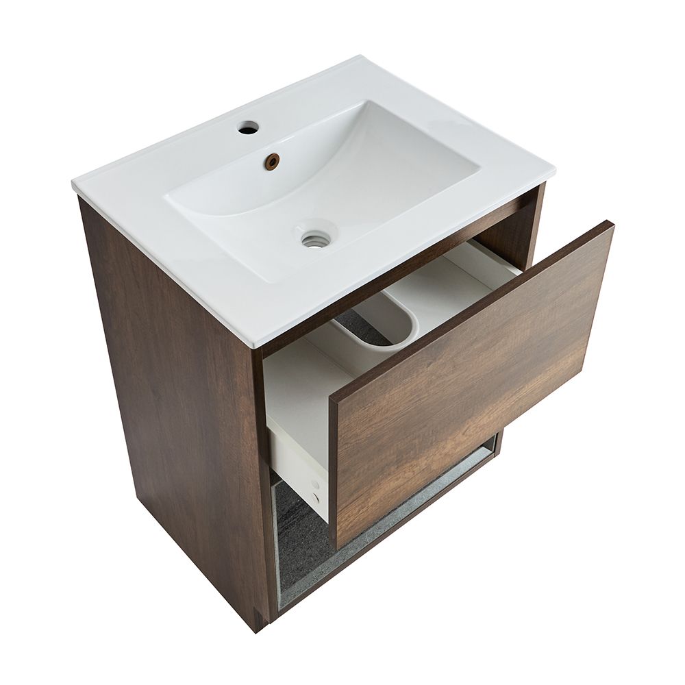 Milano Bexley - 610mm Floor Standing Open Shelf Vanity Unit with Basin ...