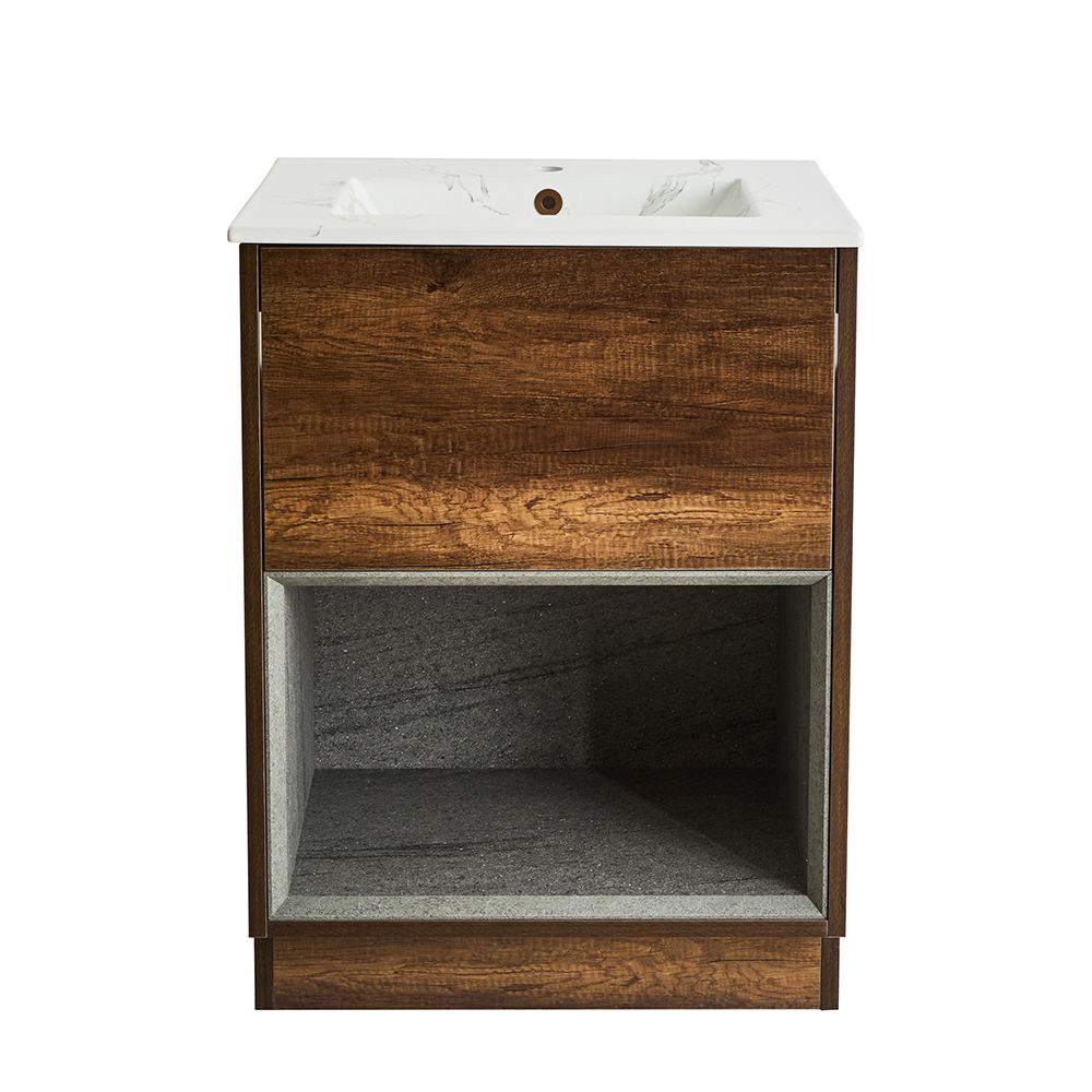 Milano Bexley - 610mm Floor Standing Open Shelf Vanity Unit with Basin ...