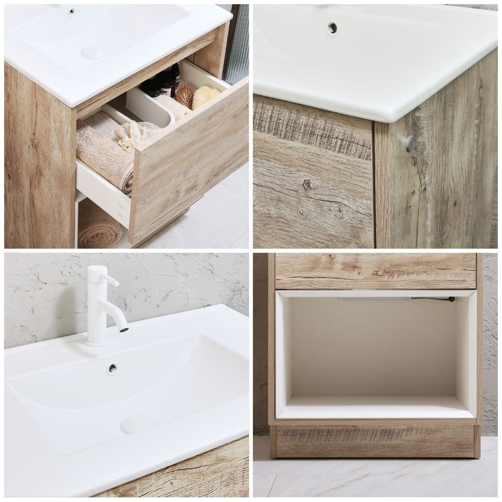 Milano Bexley - 612mm Open Shelf Vanity Unit with Elements Basin ...