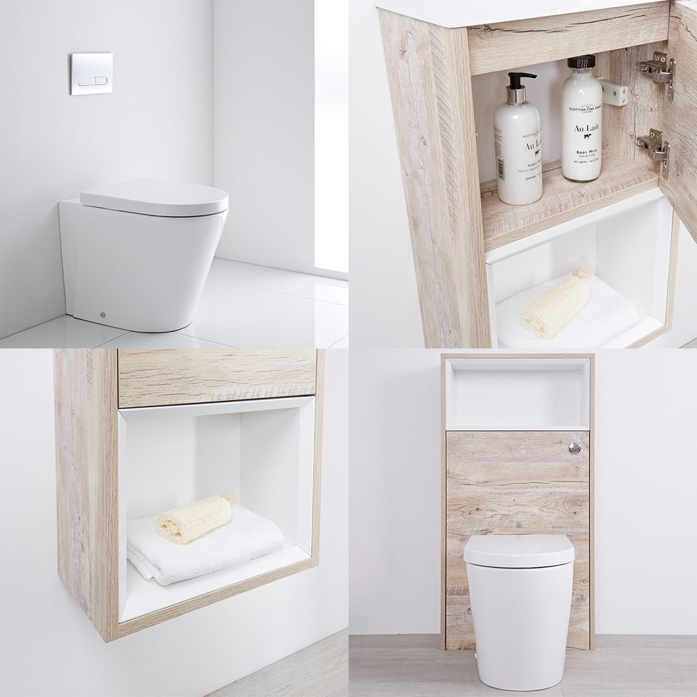Milano Bexley - Light Oak 400mm Vanity Unit with Basin, WC Unit ...