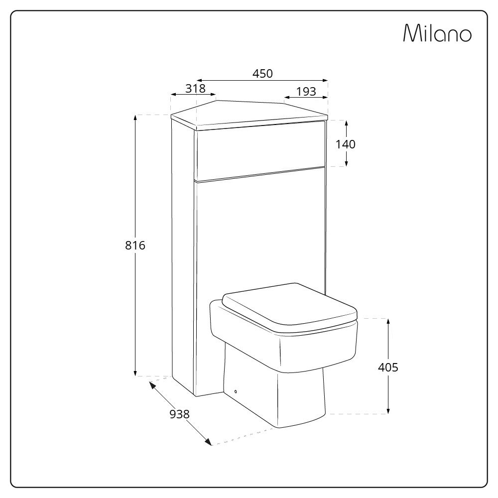 Milano Lurus - Modern Corner WC Unit with Farington Back to Wall Toilet ...