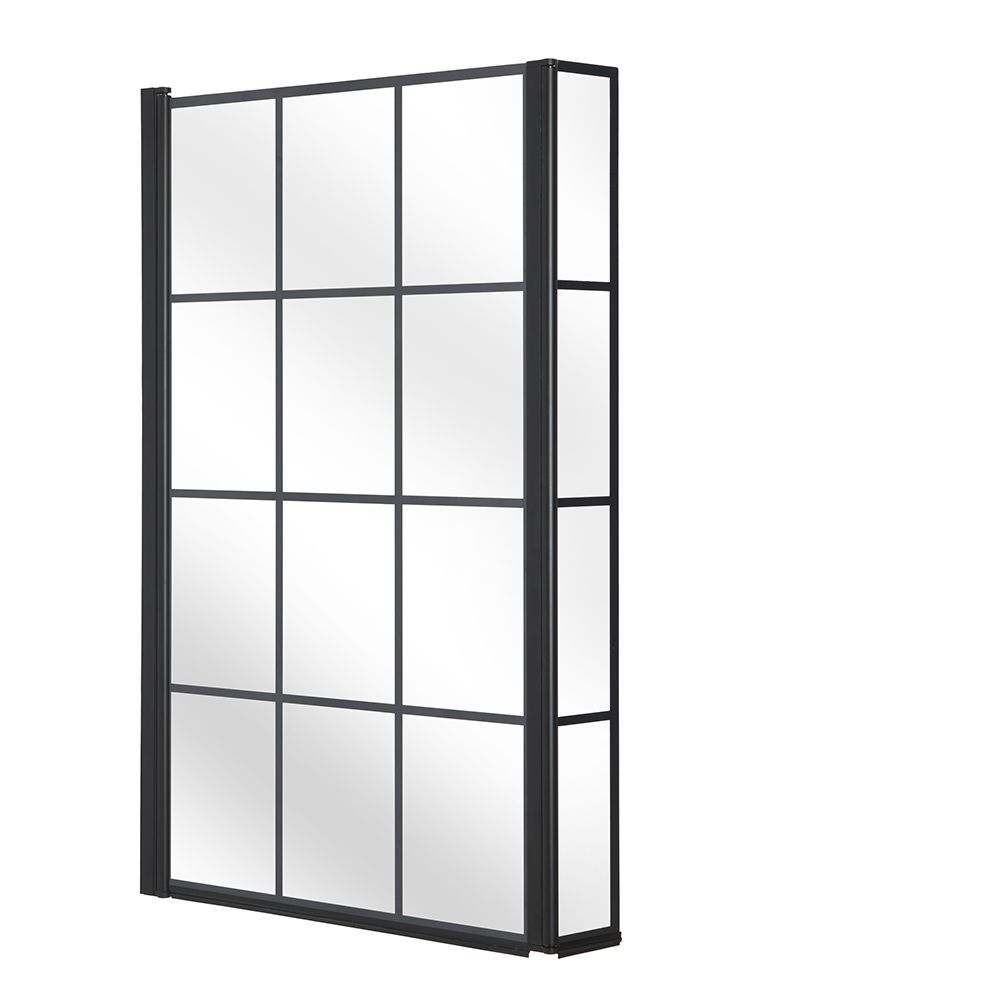 Milano Barq - Black Grid Hinged L Shaped Shower Bath Screen