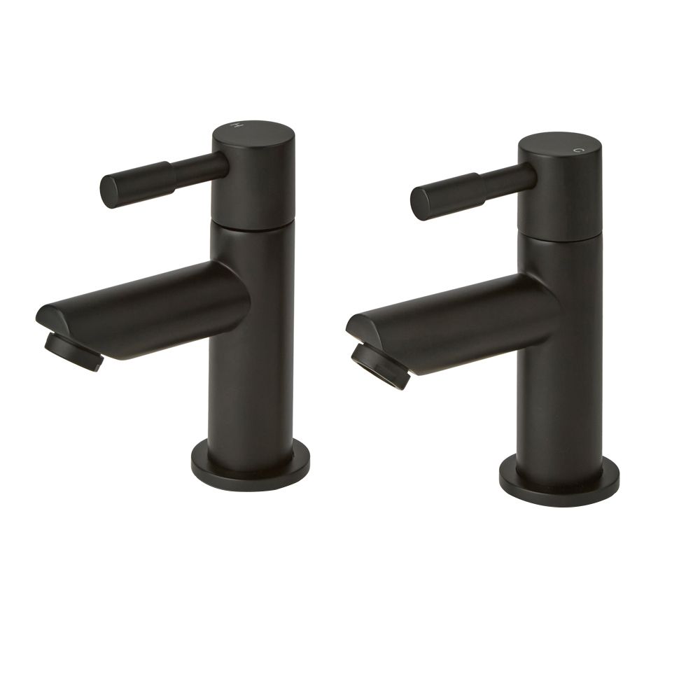 Milano Nero - Modern Basin Pillar Taps - Black