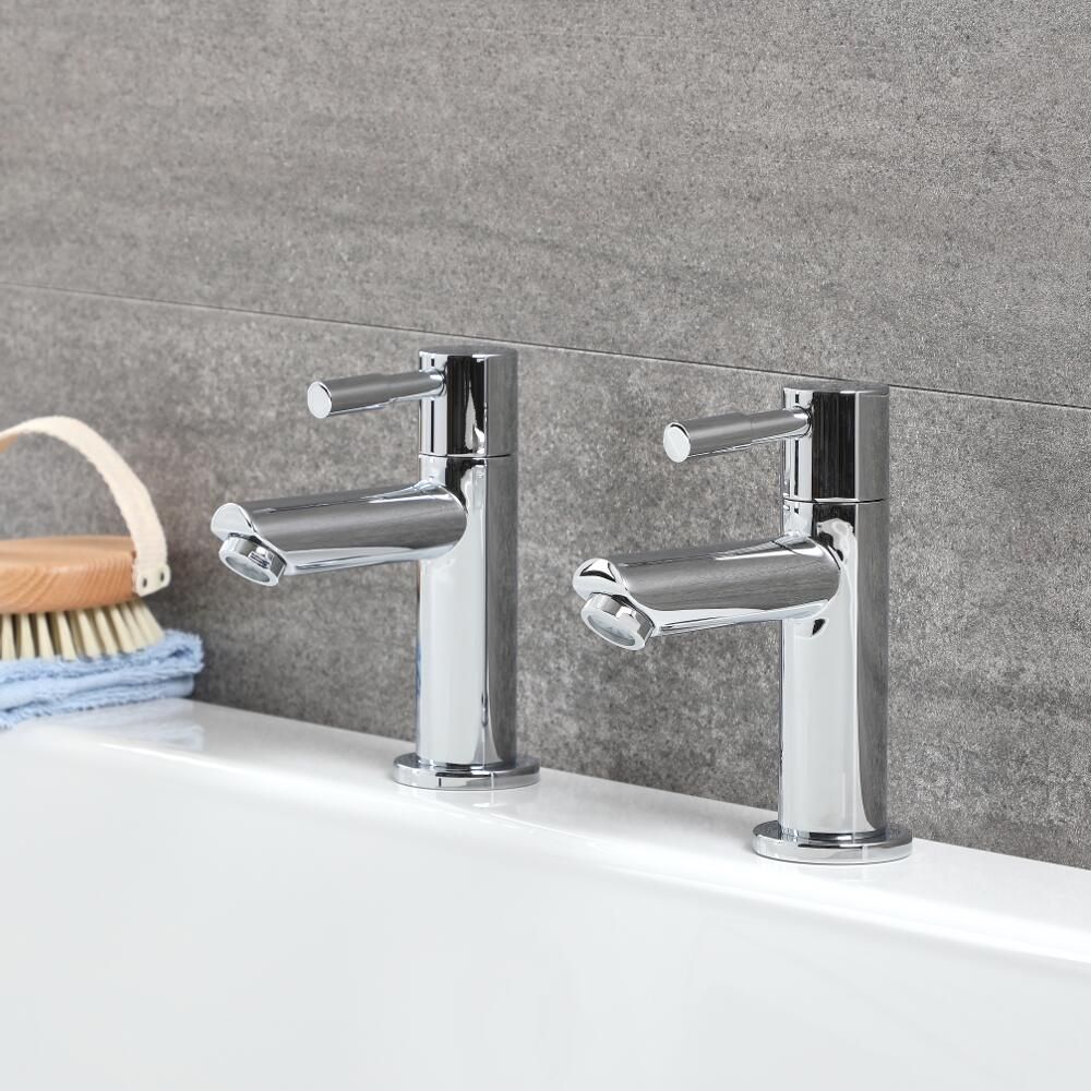 Milano Mirage - Modern Bath Pillar Taps - Chrome