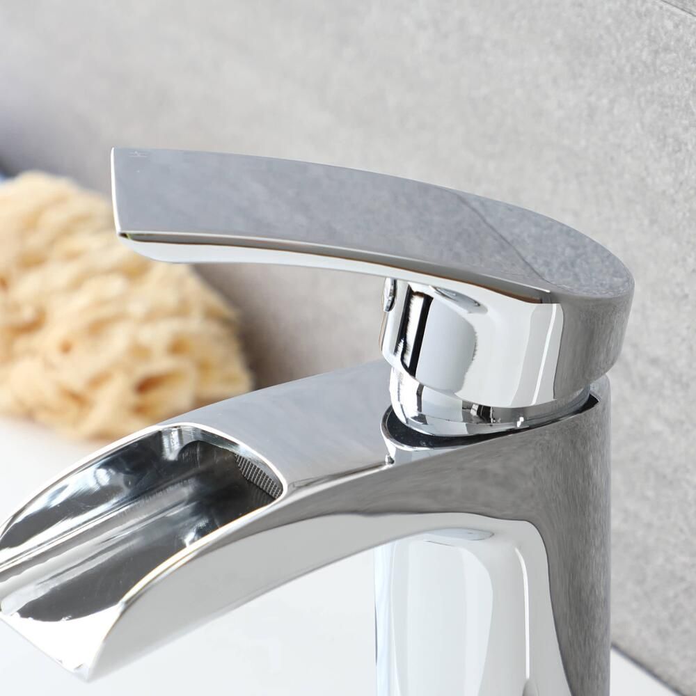 Milano Razor - Modern Waterfall Mono Basin Mixer Tap - Chrome