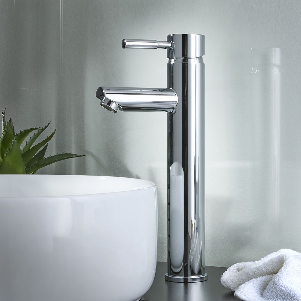Milano - Modern Round High Rise Mono Basin Mixer Tap - Choice of Finish