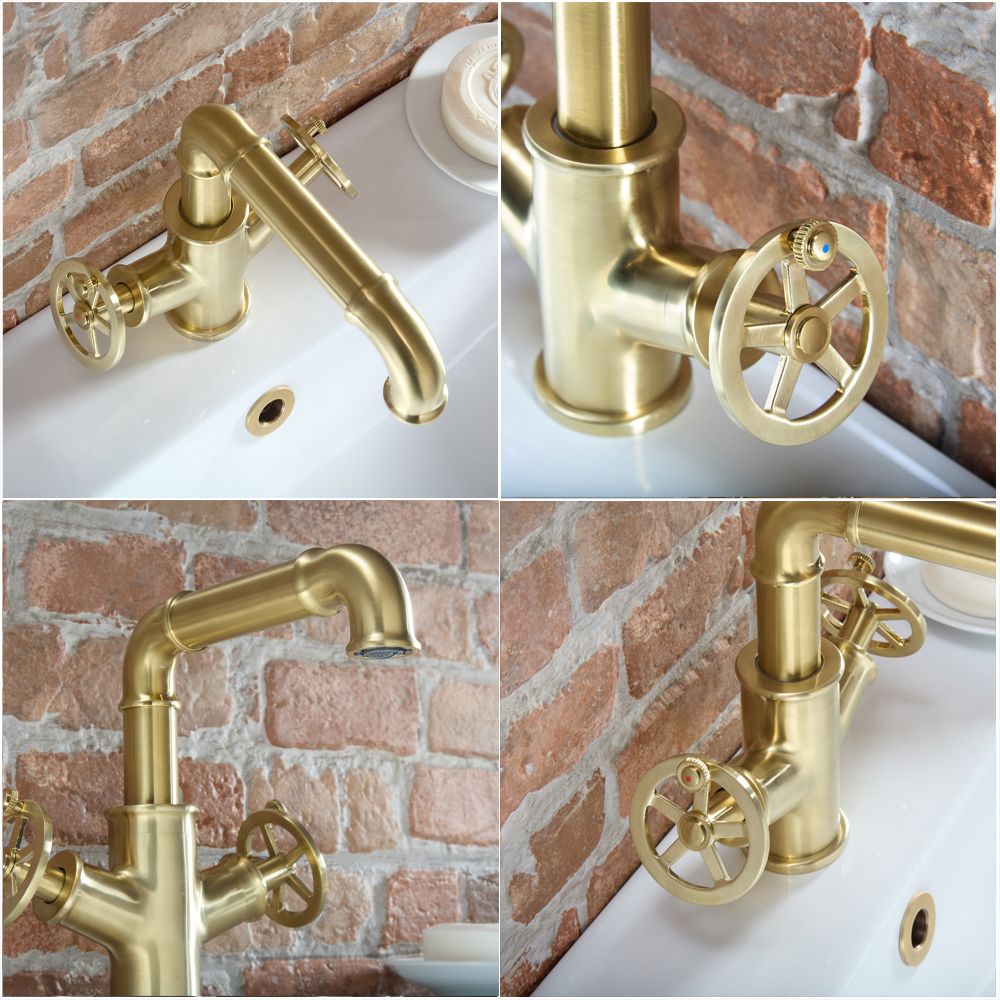 Milano Zandra - Industrial Style Mono Basin Mixer Tap - Brushed Brass