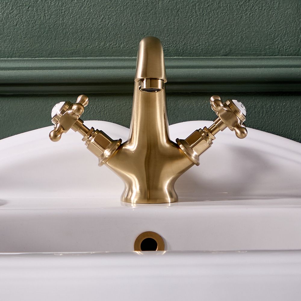 Milano Elizabeth - Traditional Crosshead Mono Basin Mixer Tap - Brushed ...