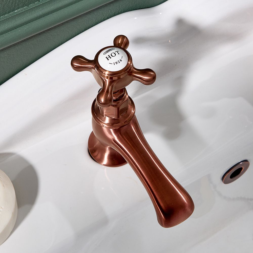 Milano Elizabeth - Traditional Crosshead Basin Pillar Taps - Brushed Copper