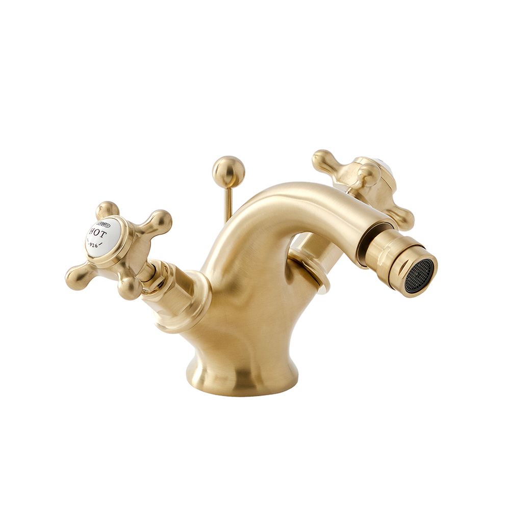 Milano Elizabeth - Traditional Crosshead Mono Bidet Mixer Tap - Brushed ...