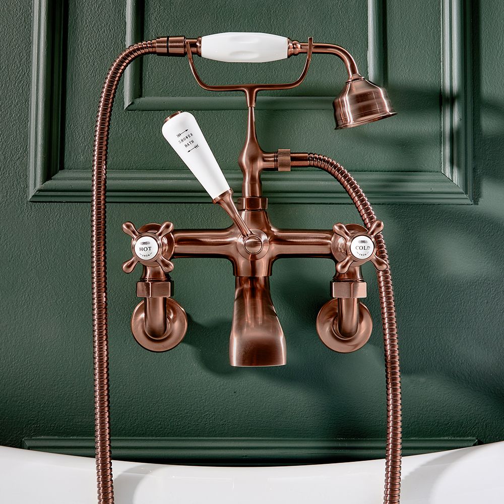 Milano Elizabeth - Traditional Wall Mounted Crosshead Bath Shower Mixer ...