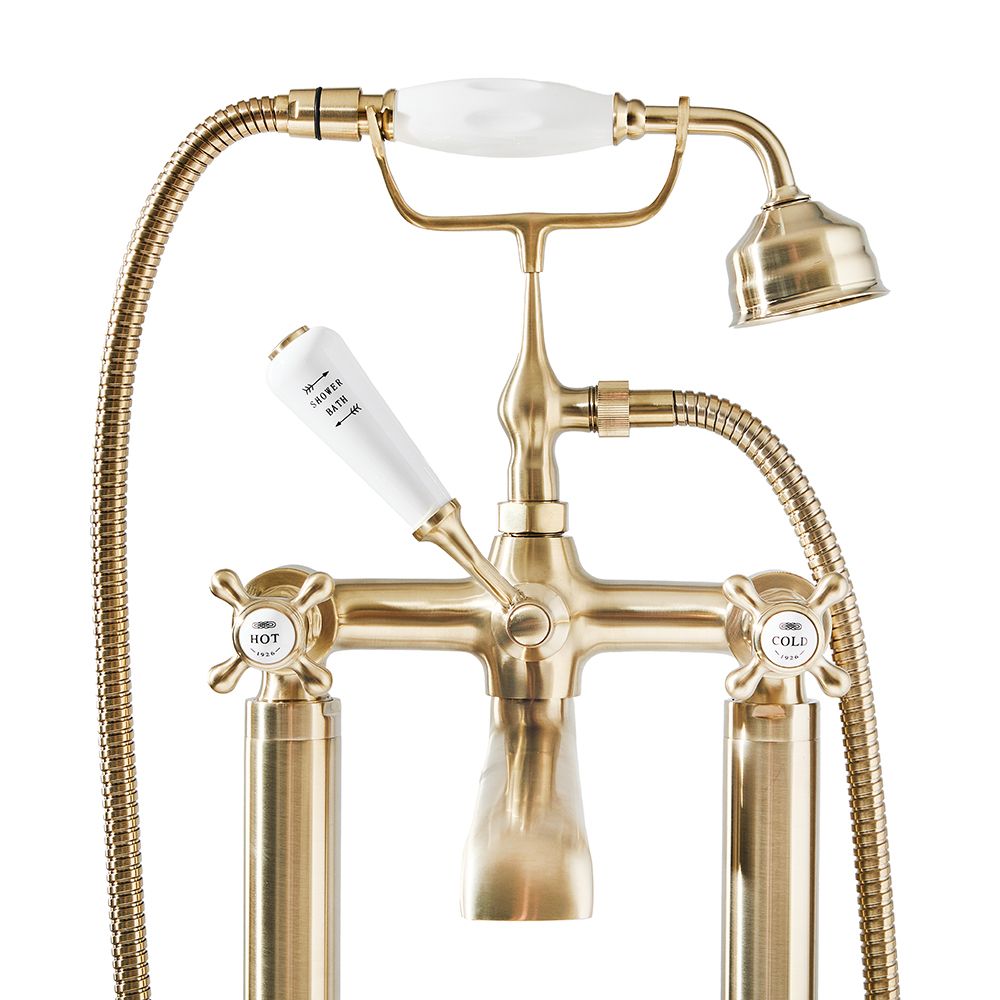 Milano Elizabeth - Traditional Freestanding Crosshead Bath Shower Mixer ...