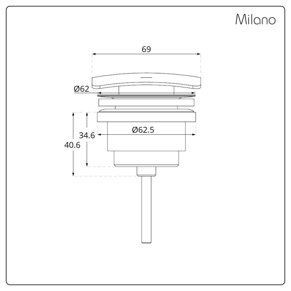 Milano - Universal Square Push Button Basin Waste - Choice of Finish