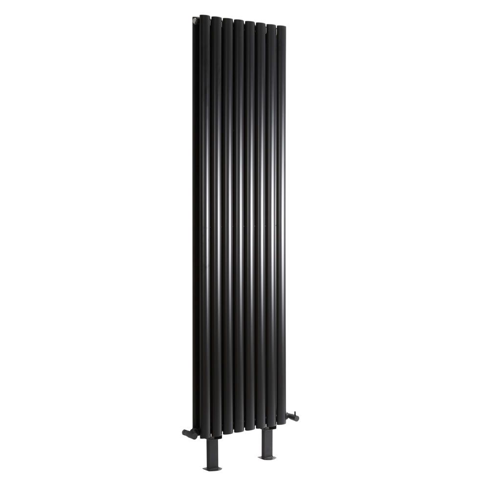 Milano Aruba - Black Vertical Designer Radiator with Feet - Choice of Size