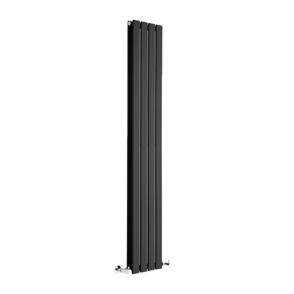 Milano Alpha - Black Flat Panel Vertical Designer Radiator - 1600mm x ...