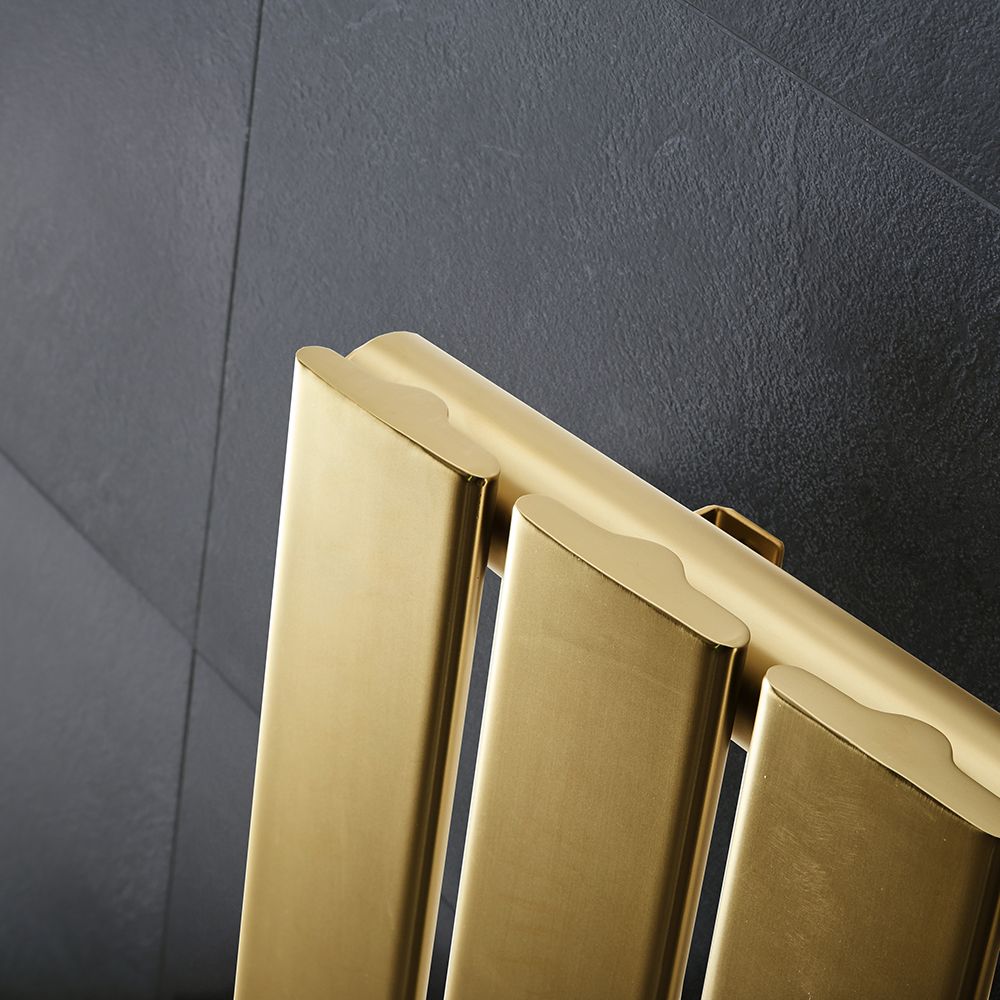 Milano Alpha - Brushed Brass Flat Panel Vertical Designer Radiator ...