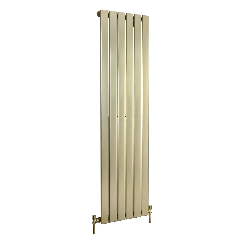 Milano Alpha - Brushed Brass Flat Panel Vertical Designer Radiator ...