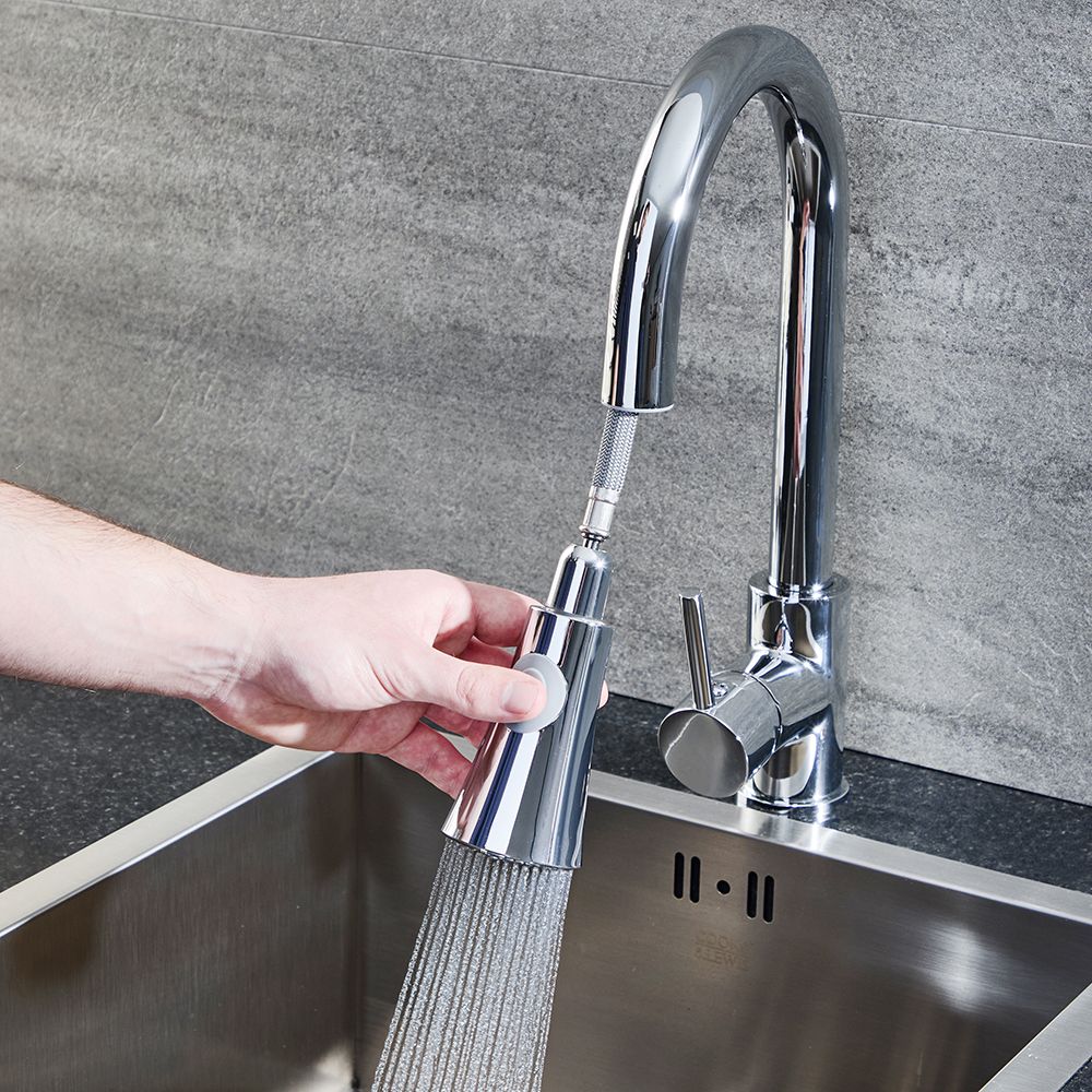 Milano Mirage - Modern Pull Out Spray Kitchen Mixer Tap - Chrome