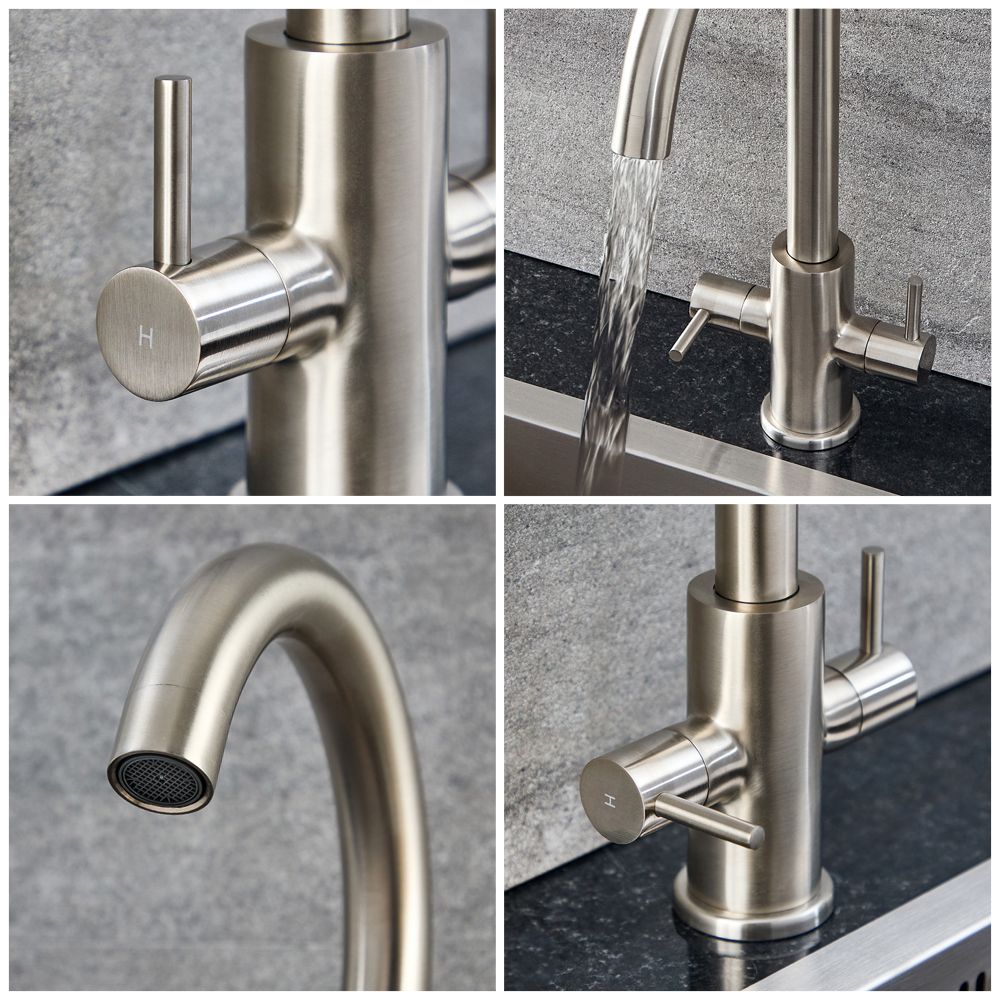 Milano Mirage - Modern Kitchen Mixer Tap with Swivel Spout - Brushed Nickel