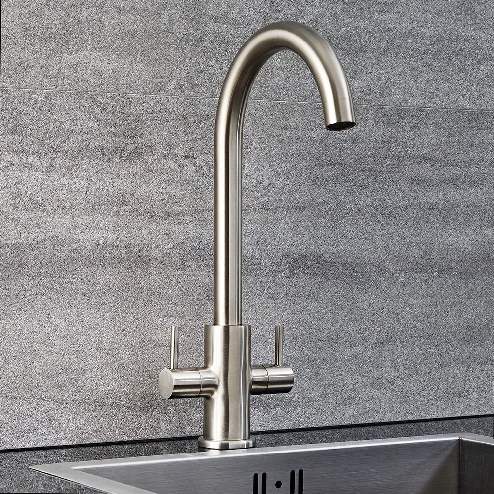 Milano Mirage - Modern Kitchen Mixer Tap with Swivel Spout - Brushed Nickel
